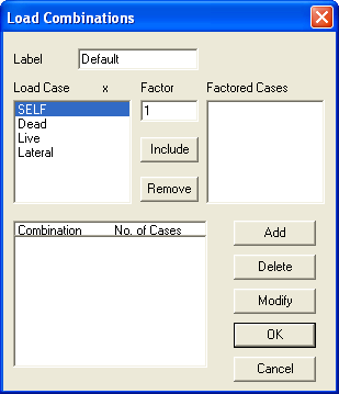 Define Load Combinations